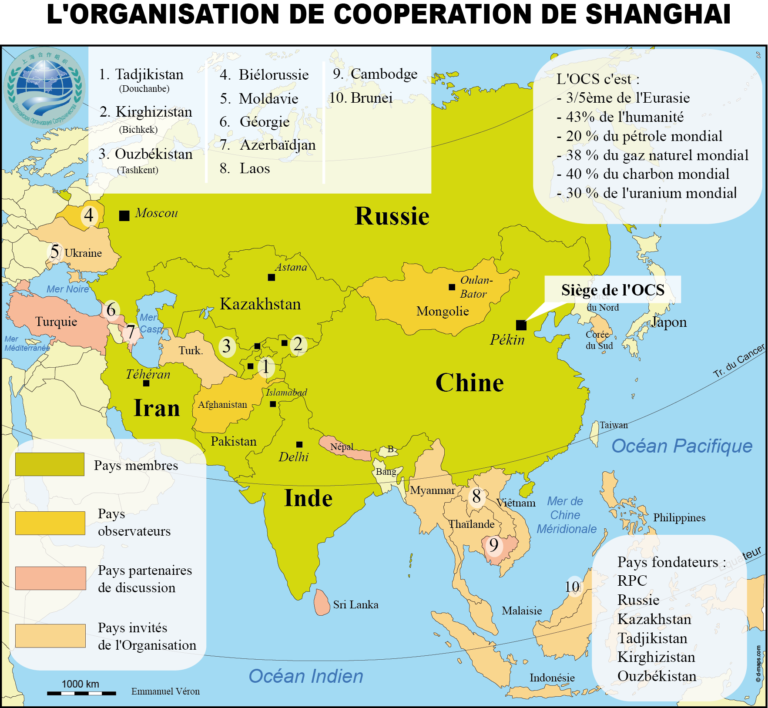 Carte de l'Organisation de Coopération de Shanghai - FDBDA - Fonds de ...